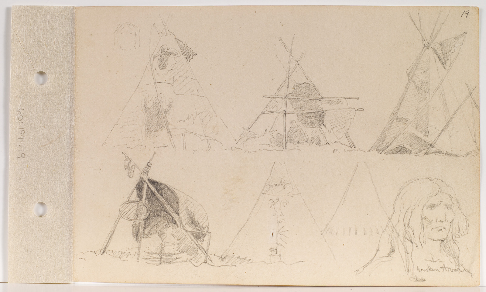 Tipis and Other Structures/Portrait of Broken Arm, Assiniboine Chief ...
