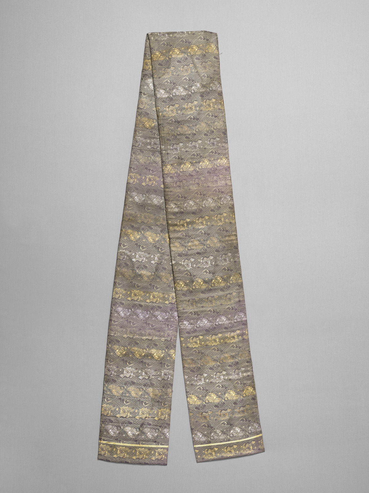 Woman's One-piece Sash (maru-obi) with Design of Repeating Bands of ...