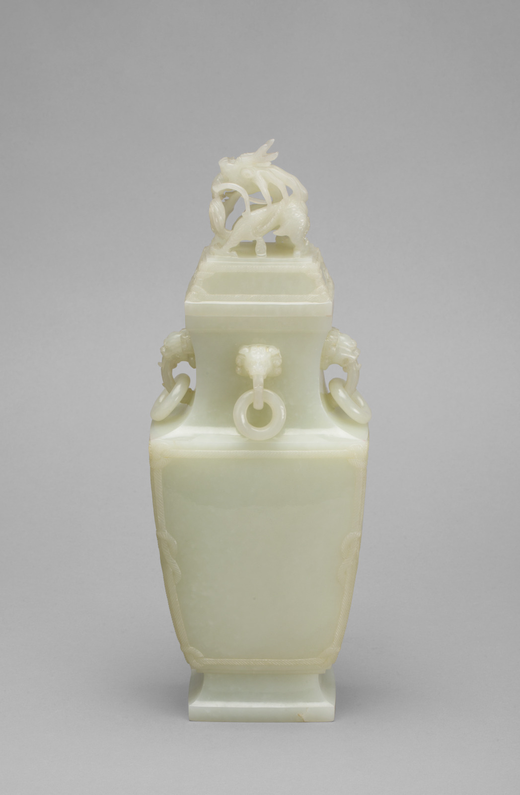 Covered Vase with Four Lion-Head Handles and Loose Rings - Saint Louis Art Museum
