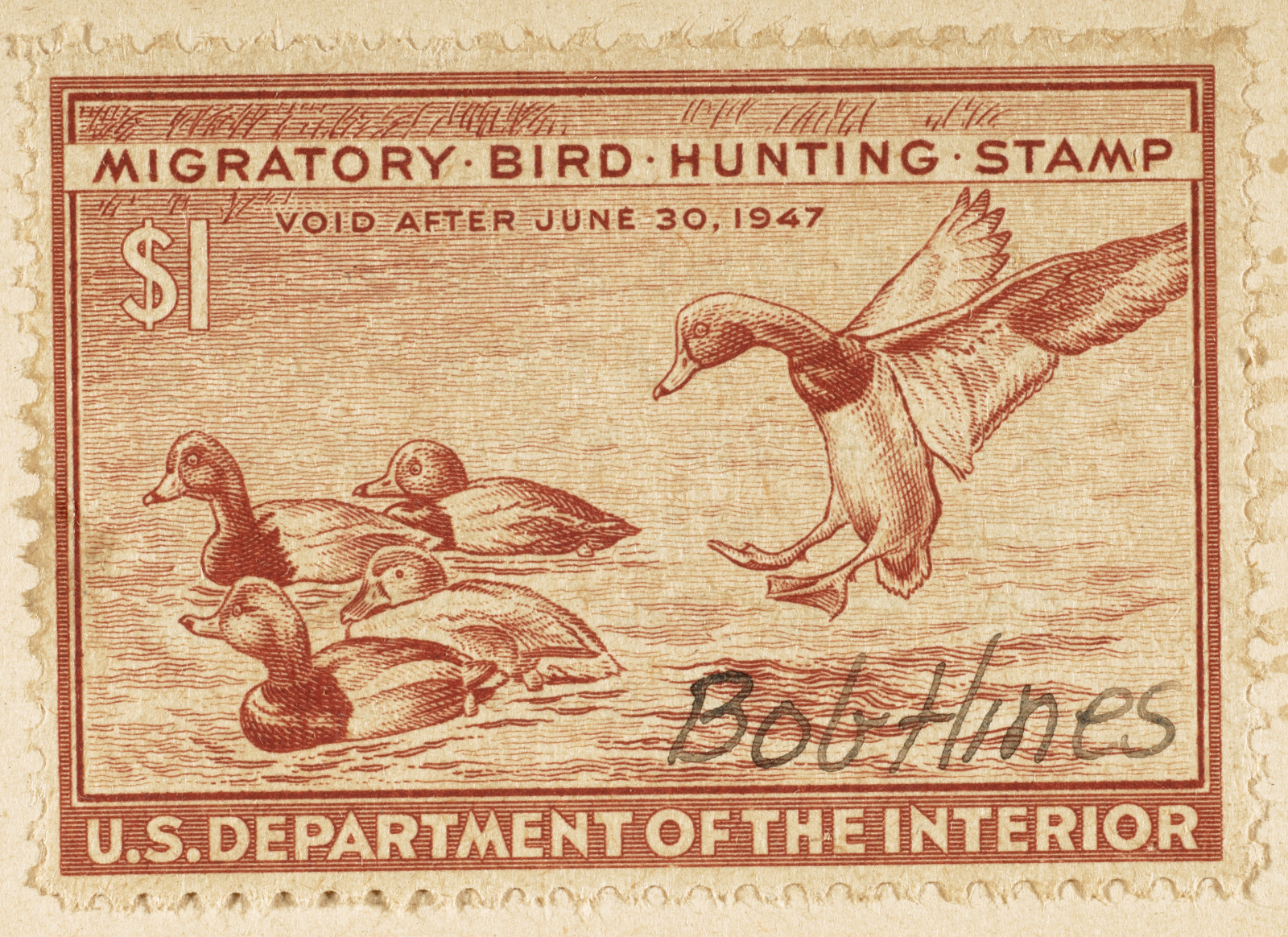 Migratory Bird Hunting Stamp after the etching "Redheads" - Saint Louis ...