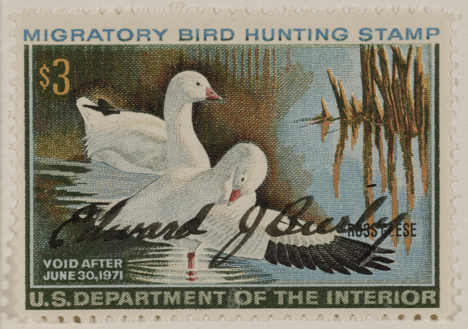 Migratory Bird Hunting Stamp after the etching "Ross' Geese" - Saint ...