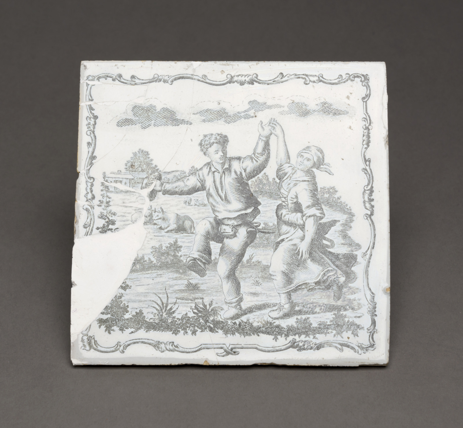 Tile, A Peasant Couple Dancing in the Field - Saint Louis Art Museum