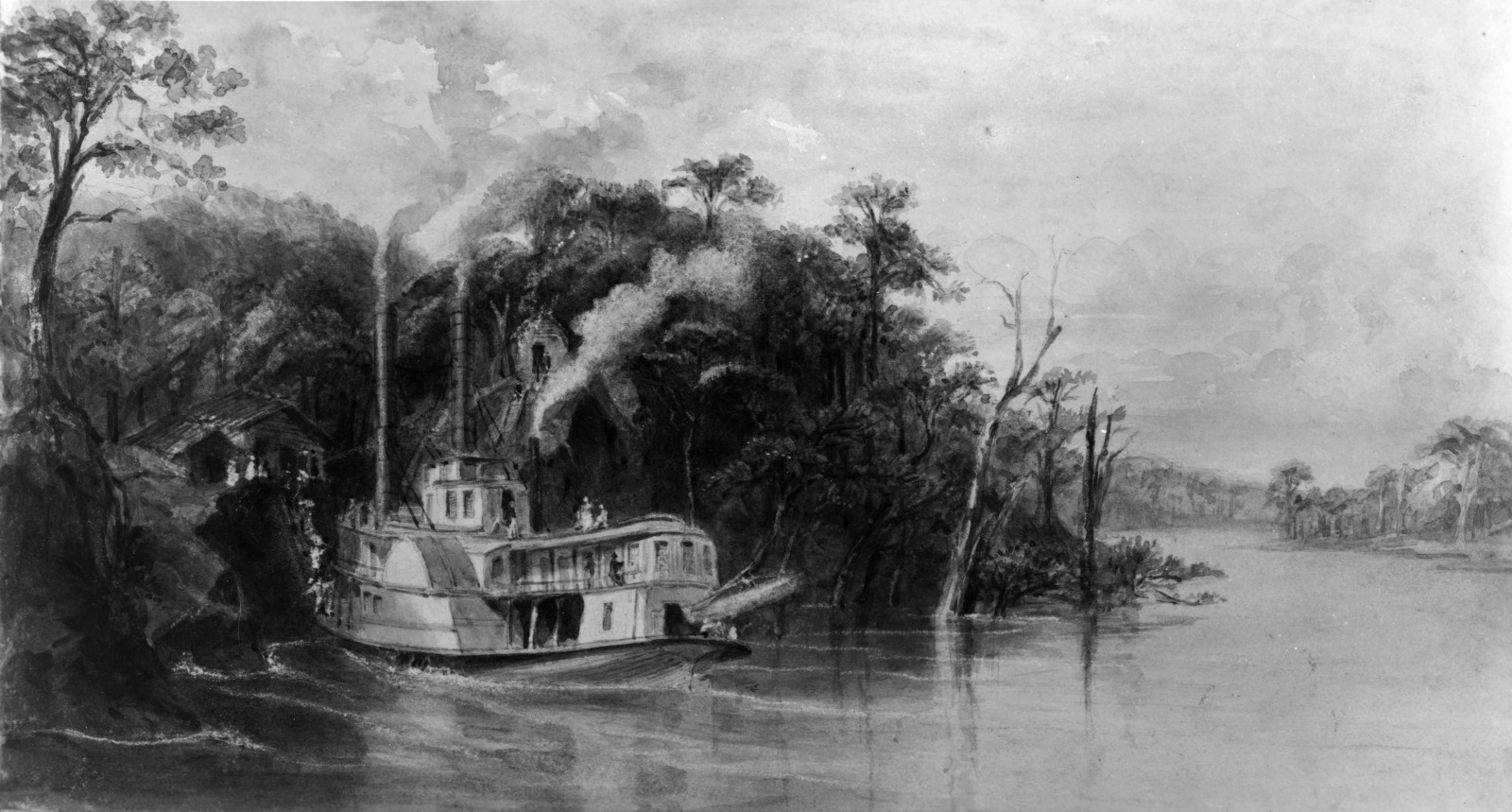 Mississippi Side Wheel Steamboat Loading - Saint Louis Art Museum