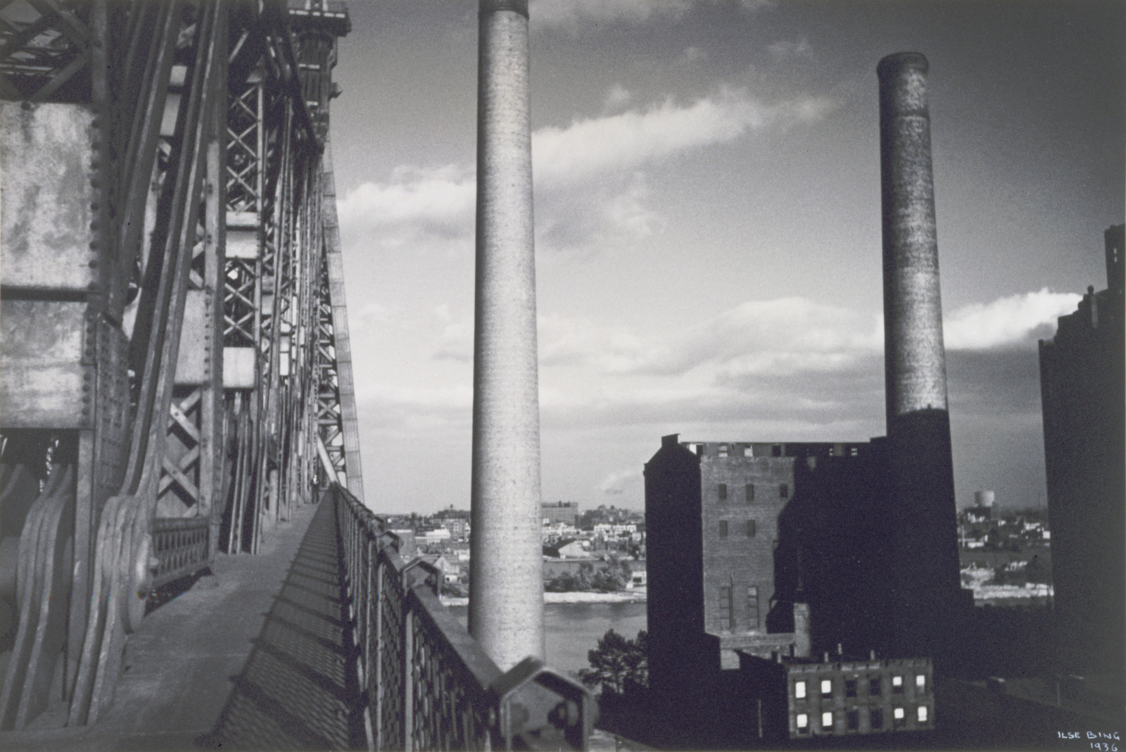 Queensborough Bridge with Smoke Stacks, New York - Saint Louis Art Museum