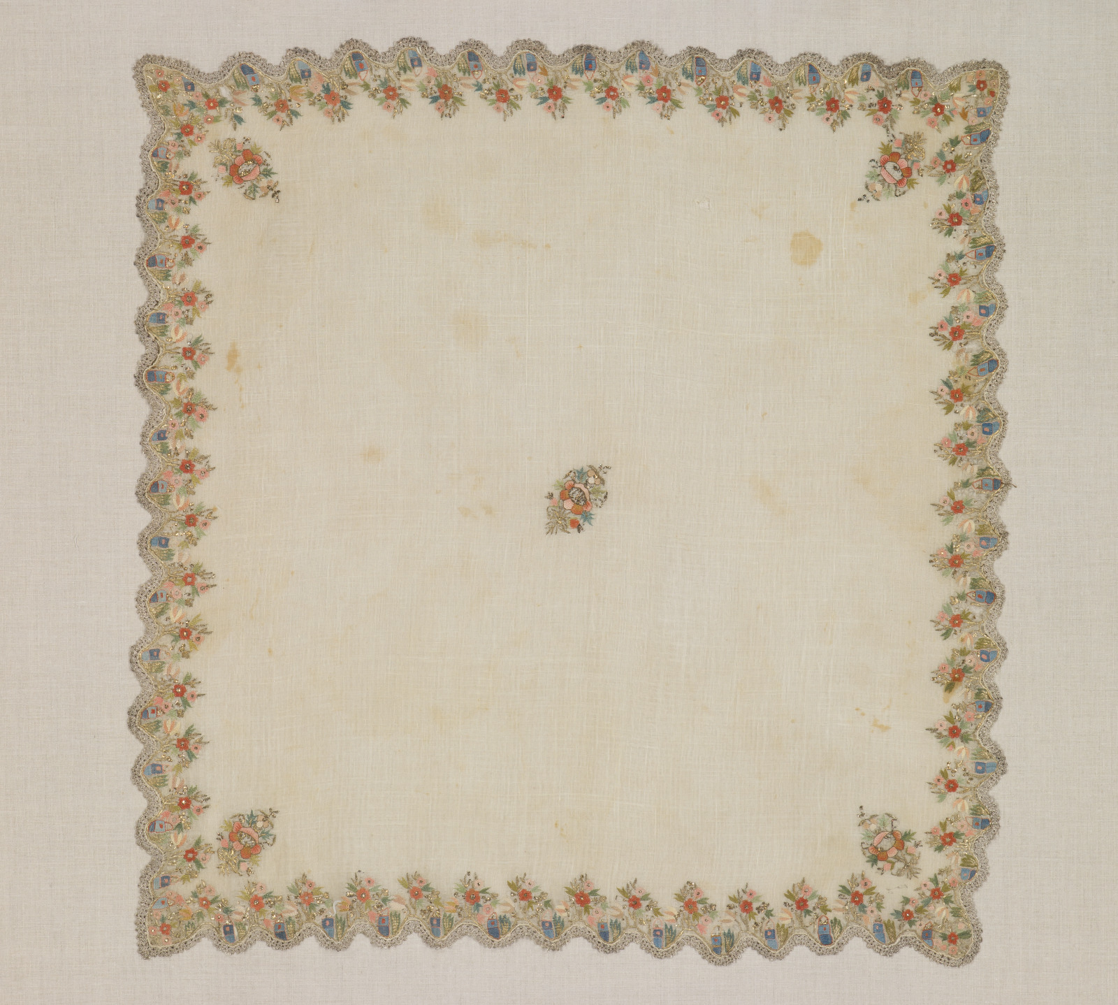 Kerchief (çevre) with Central Motif, Corner Motifs, and Scalloped ...