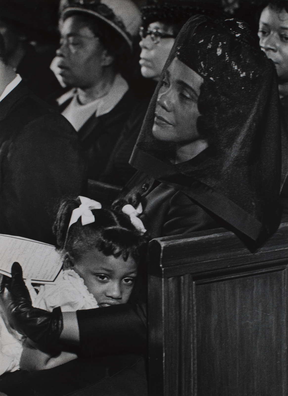 Coretta Scott King and daughter Bernice at the funeral of Dr. Martin ...