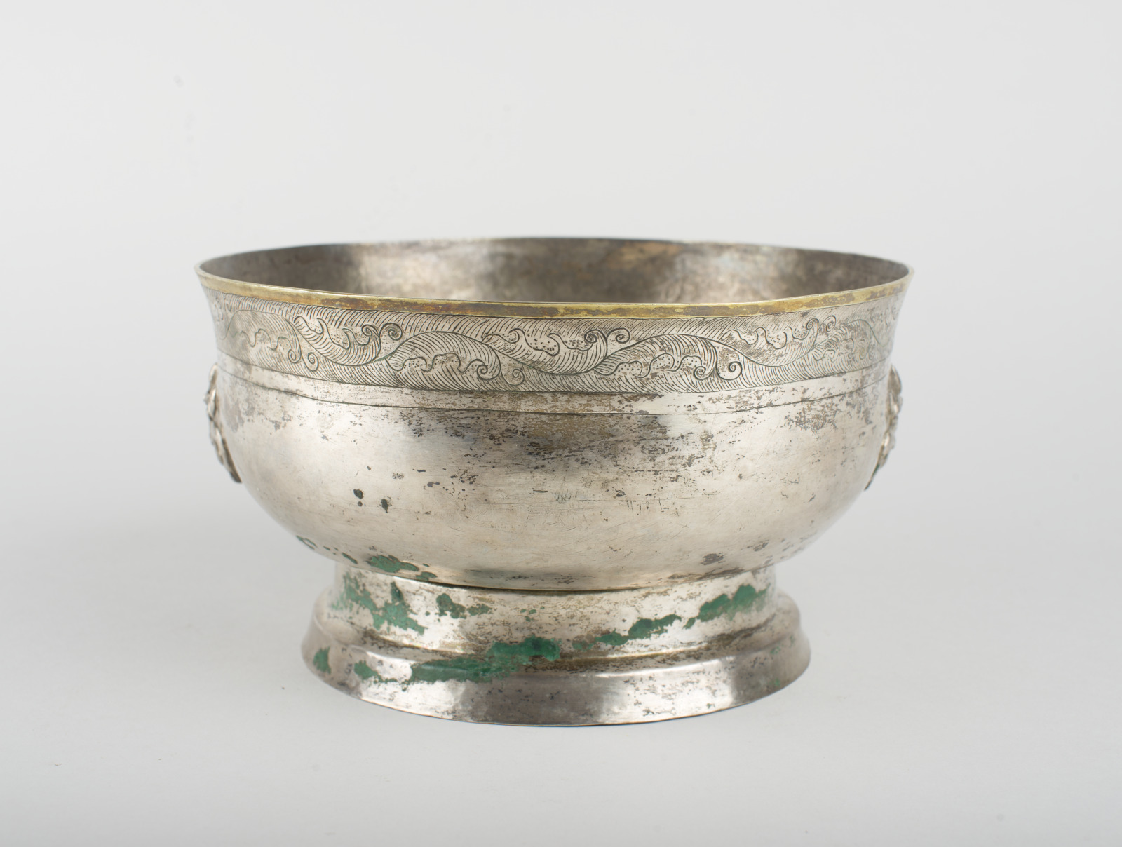 Footed Bowl with Design of Monster Masks and Wave Border - Saint Louis ...